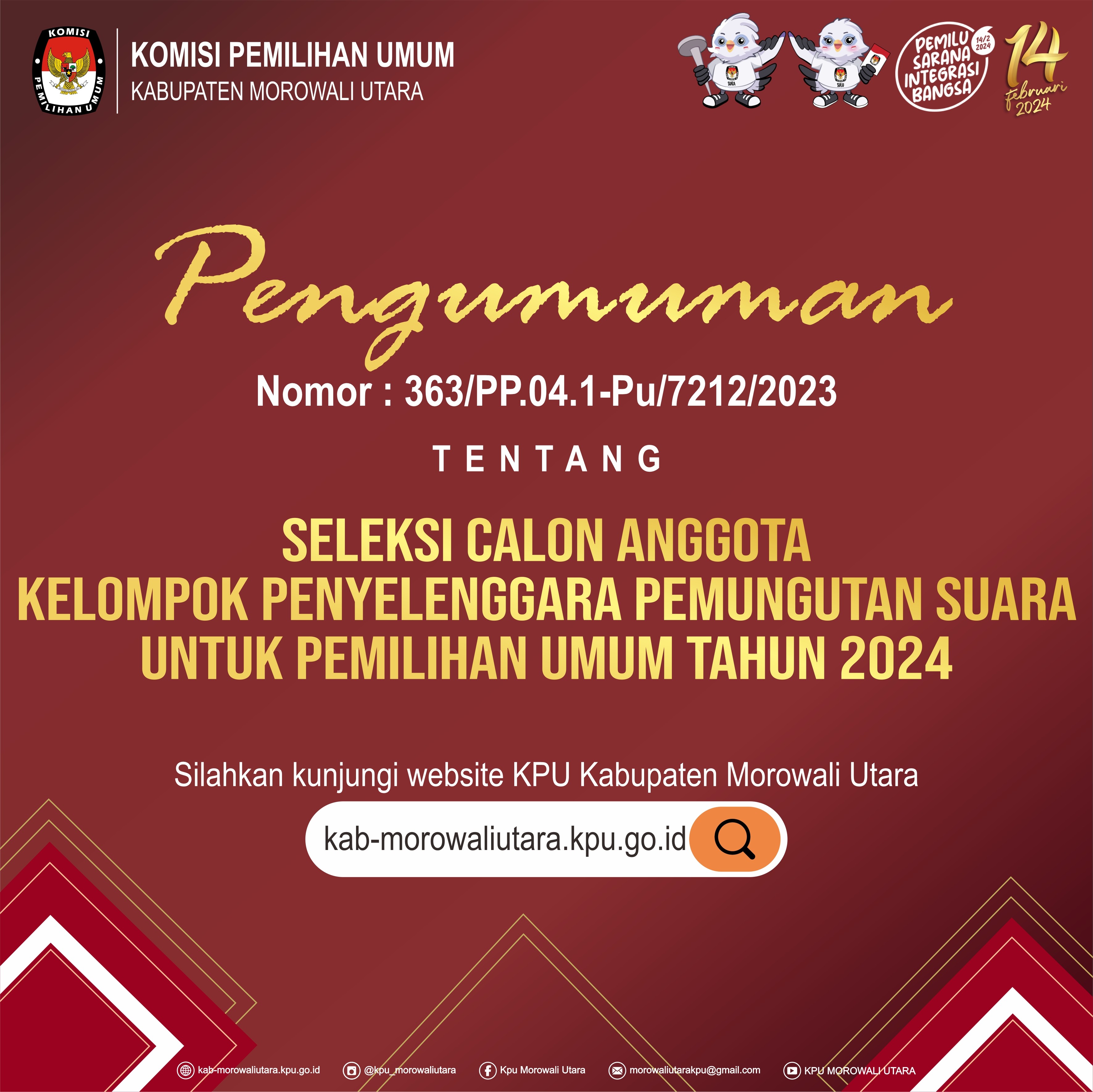 KPU KAB-MOROWALIUTARA - PENGUMUMAN SELEKSI CALON ANGGOTA KPPS UNTUK ...